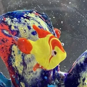 Unmarked | Art | Art Glass Aquarium Paperweight Swimming Fish Coral ...